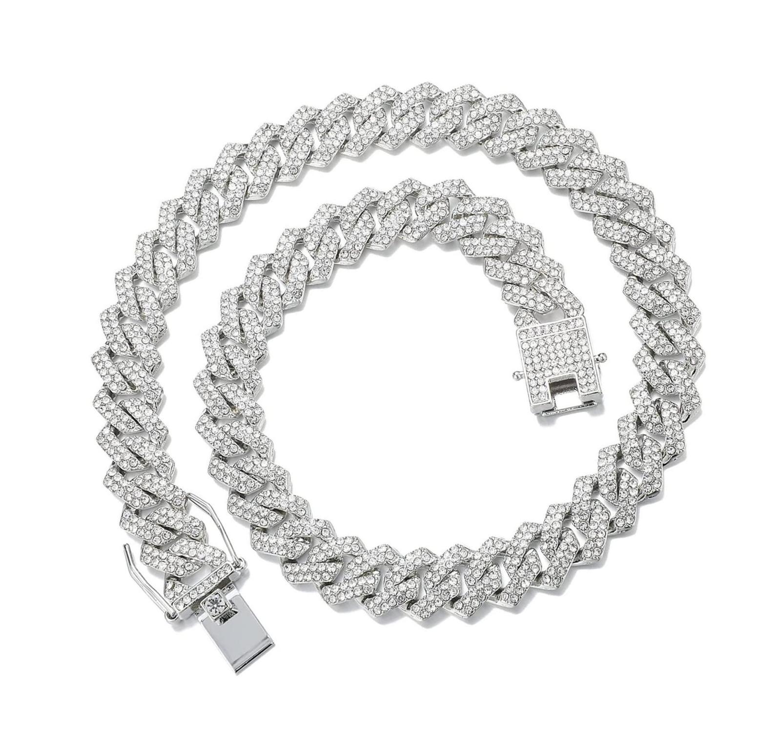 Mens Cuban Link Chain Iced Out Silver Gold Miami Cuban Bling ...