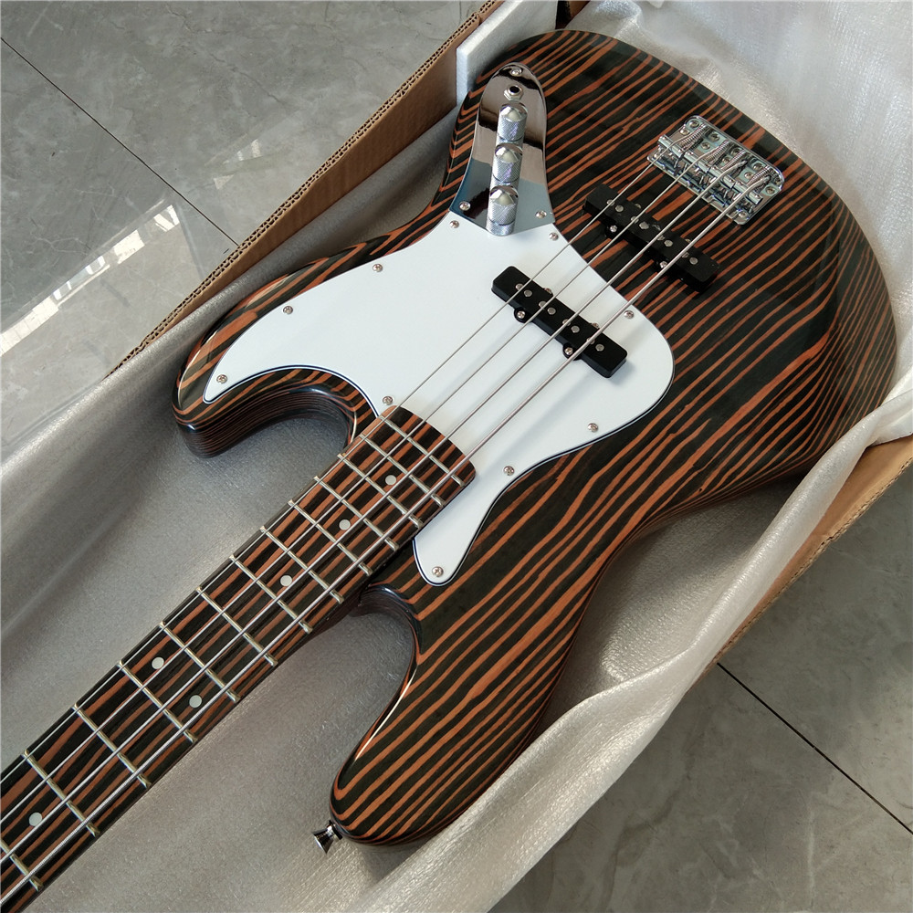 Zebra Wood Body 4 Strings Electric Bass Guitar,Zebra Wood Neck SD472 ...