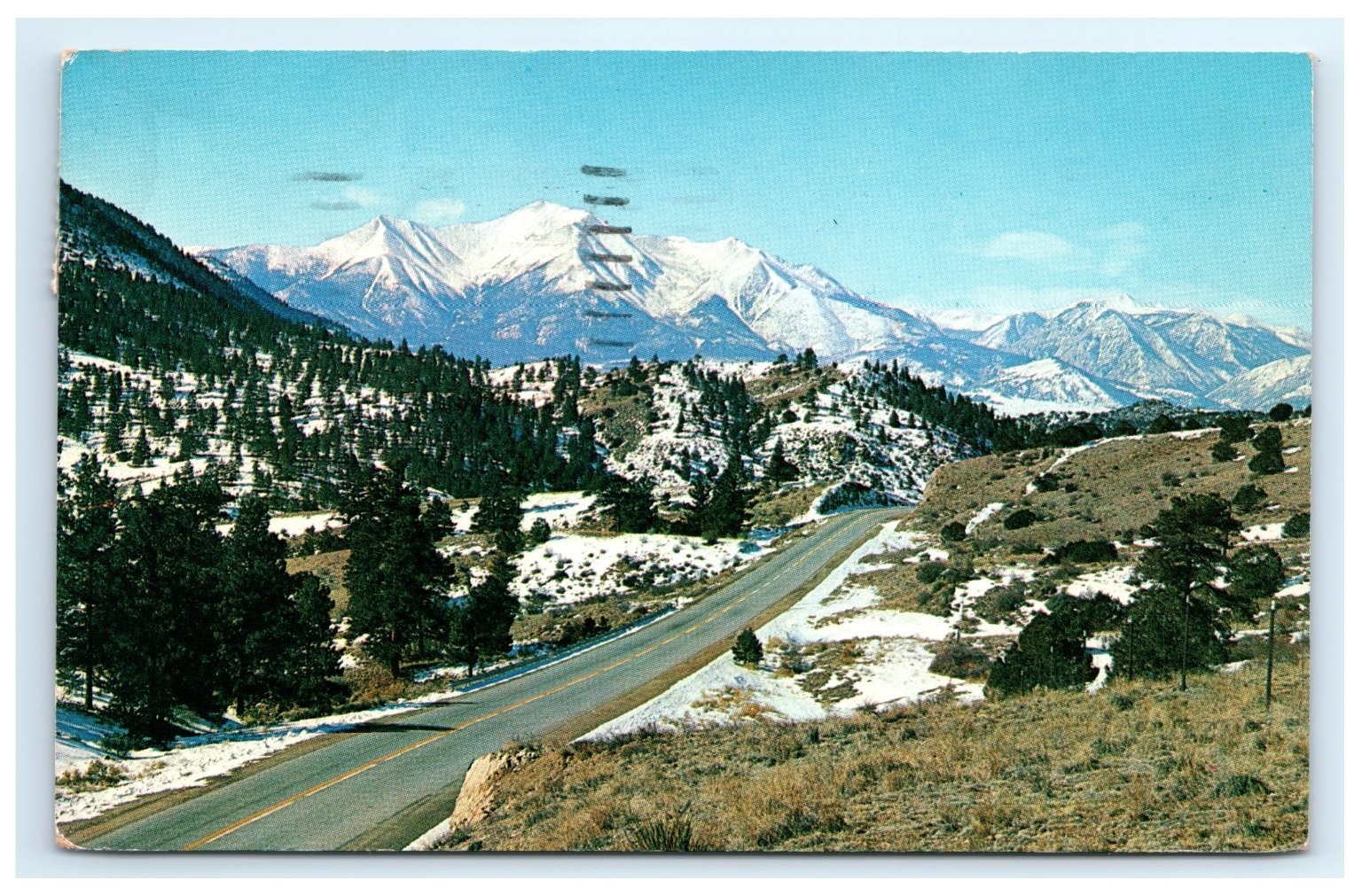Vintage Rockies Collegiate Range Colorado CO Snowy Mountain Roadway ...