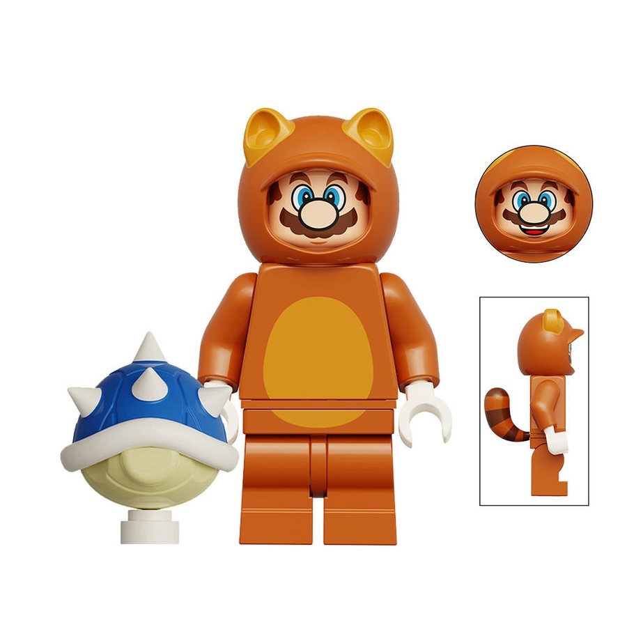 8pcs Super Mario Brothers Minifigures Set Baby Mario Luigi Toad Tanooki ...