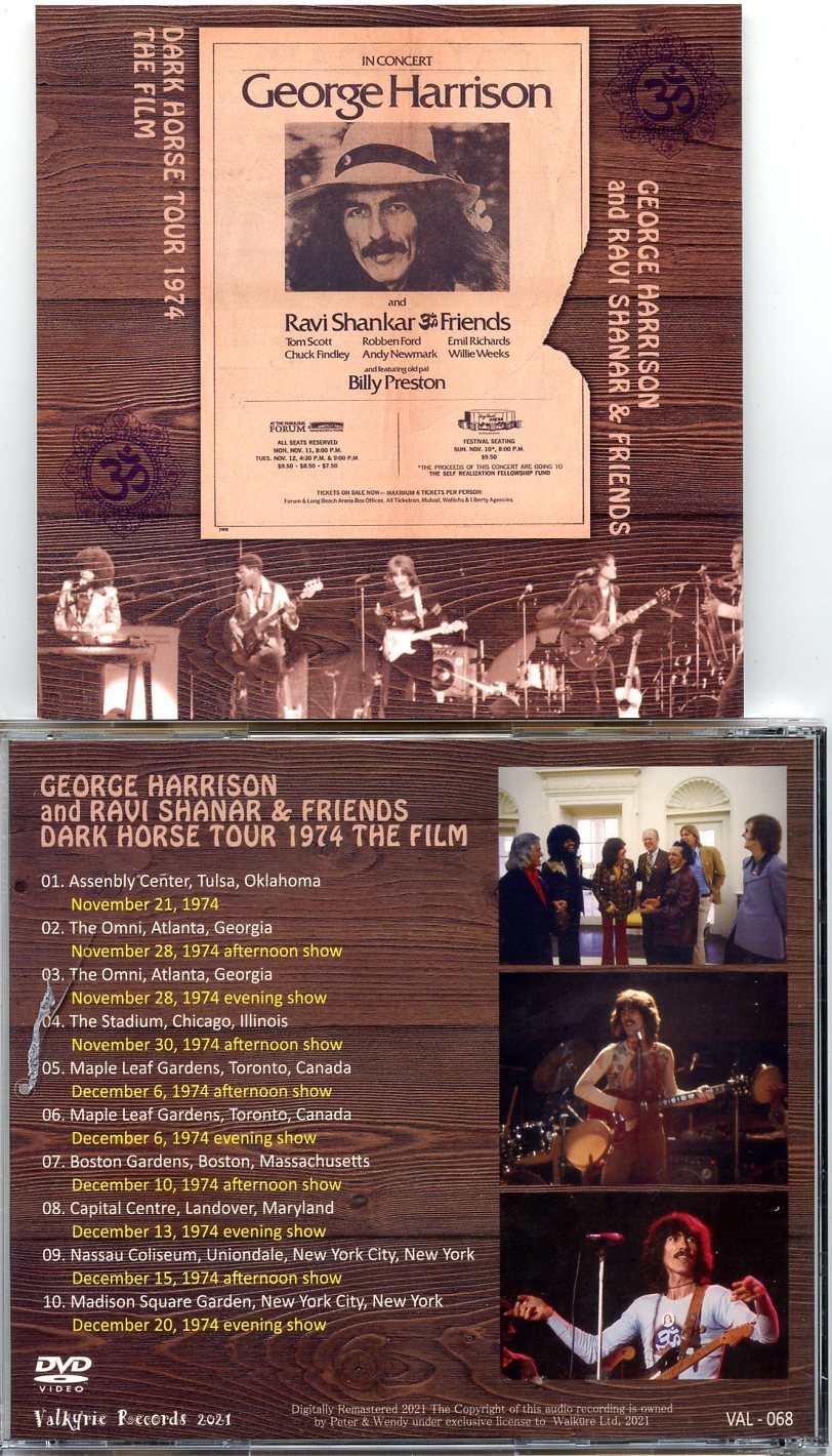 GEORGE HARRISON - DARK HORSE TOUR LIVE 1974 ( 1 DVD ) ( Valkyrie ) - CDs