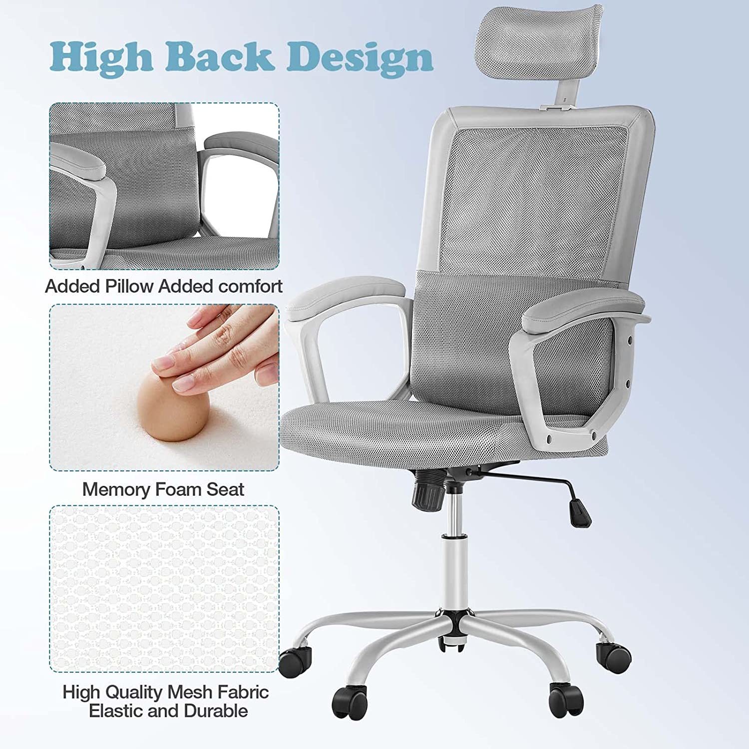 Desk Chair - Office Chair High Back Mesh Computer Chair With Lumbar ...