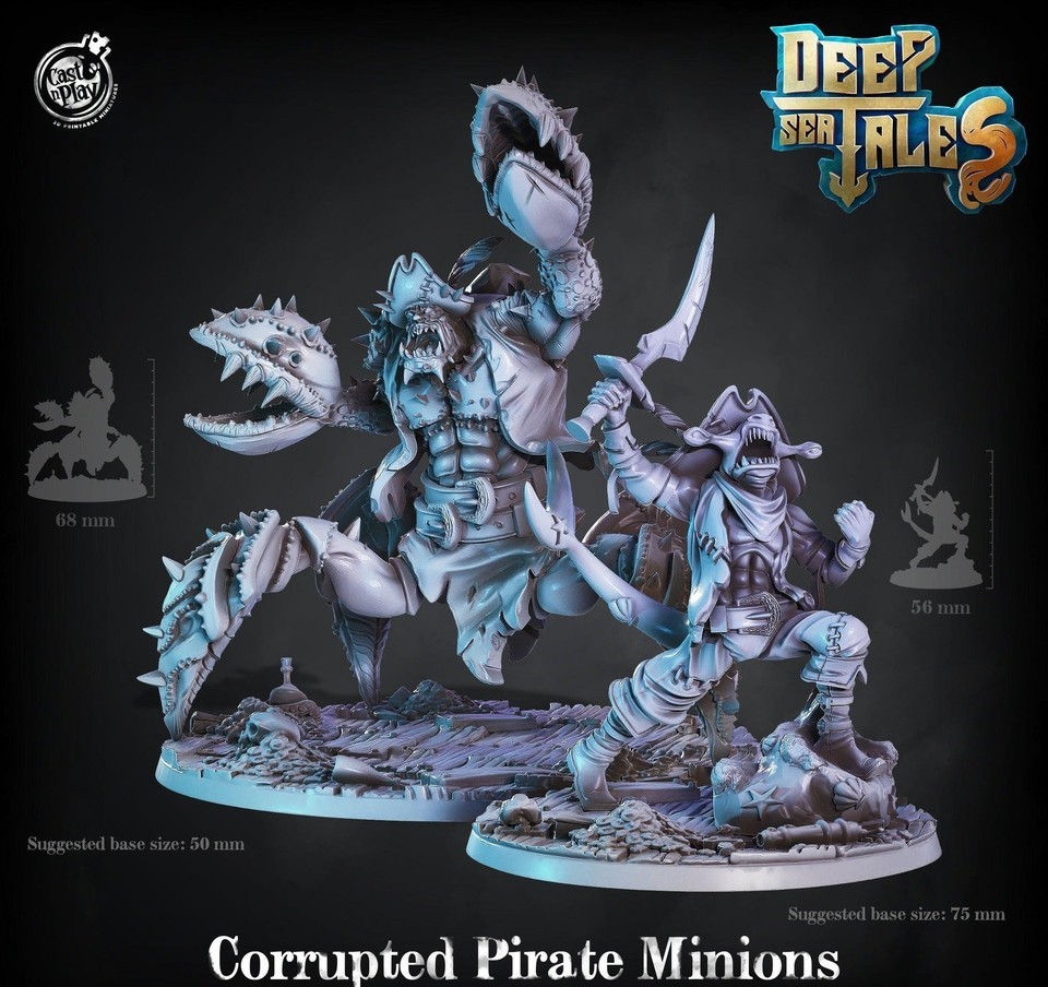 3D Printed Cast n Play Corrupted Pirate Minions 28mm 32mm D&D - 28mm