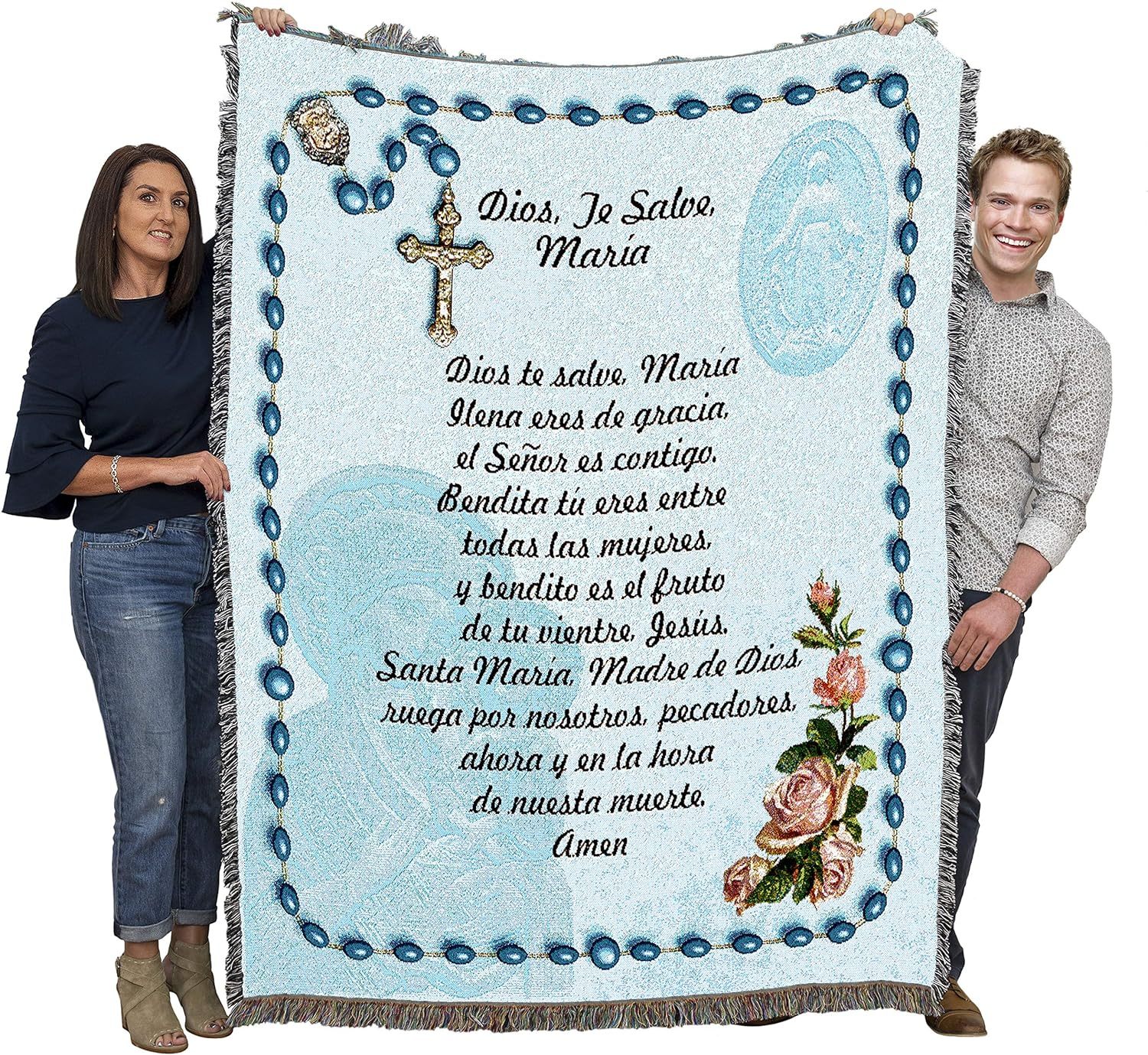 Spanish-Language Ave Maria Hail Mary Prayer With Rosary Beads, Measures ...