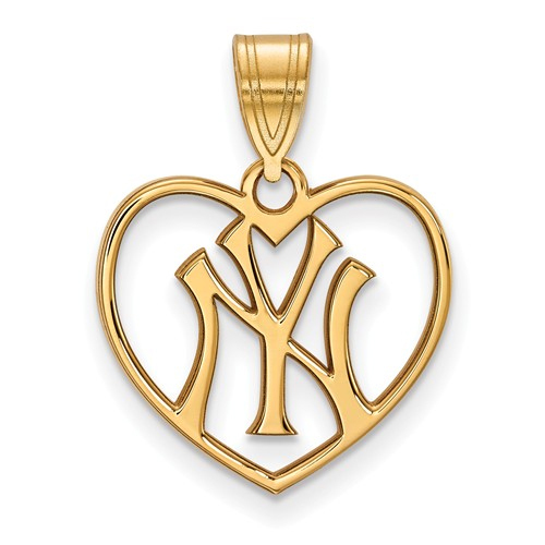 SS w/GP MLB New York Yankees NY Pendant in Heart - Bracelets & Charms