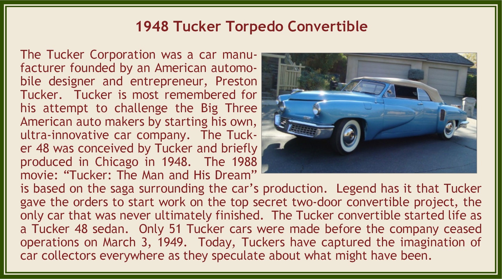 1948 Tucker Torpedo 2 door cabriolet - 1:43 scale - Esval Models ...