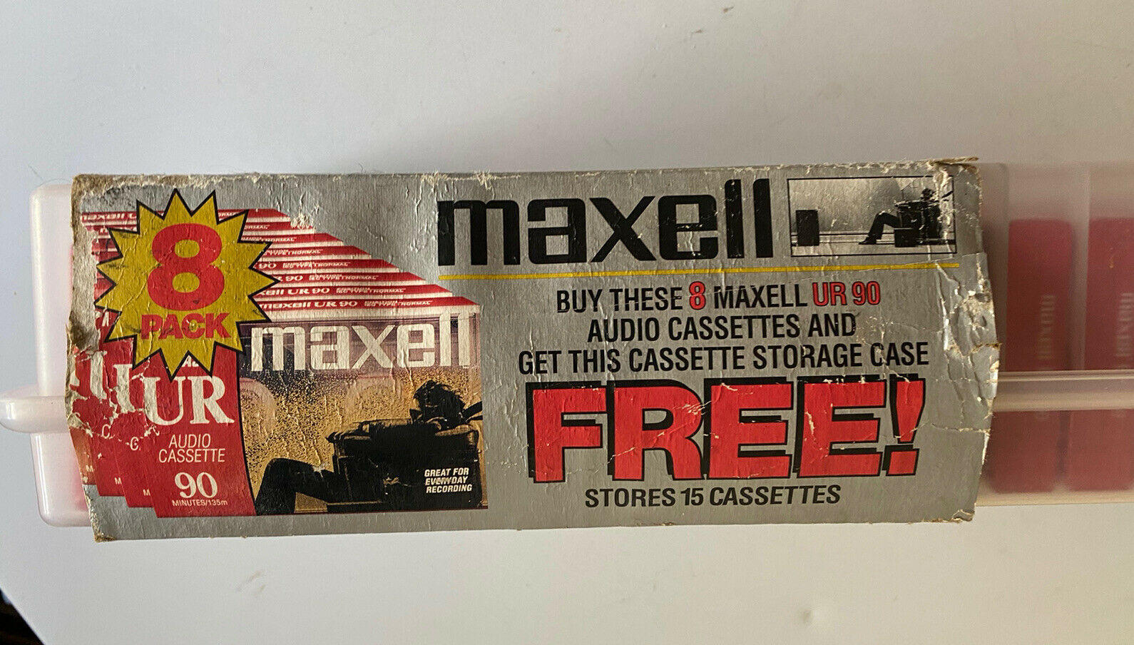 Maxell Set of 8 UR90 Blank Cassette Tapes with Clear Plastic Storage ...
