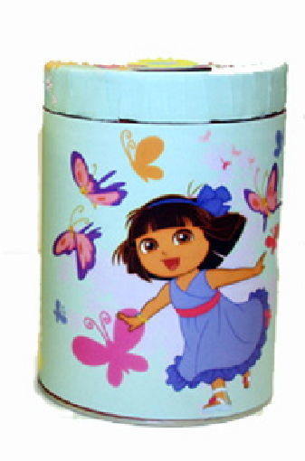 Dora the Explorer Large Round Blue Illustrated Tin Coin Bank Style C ...