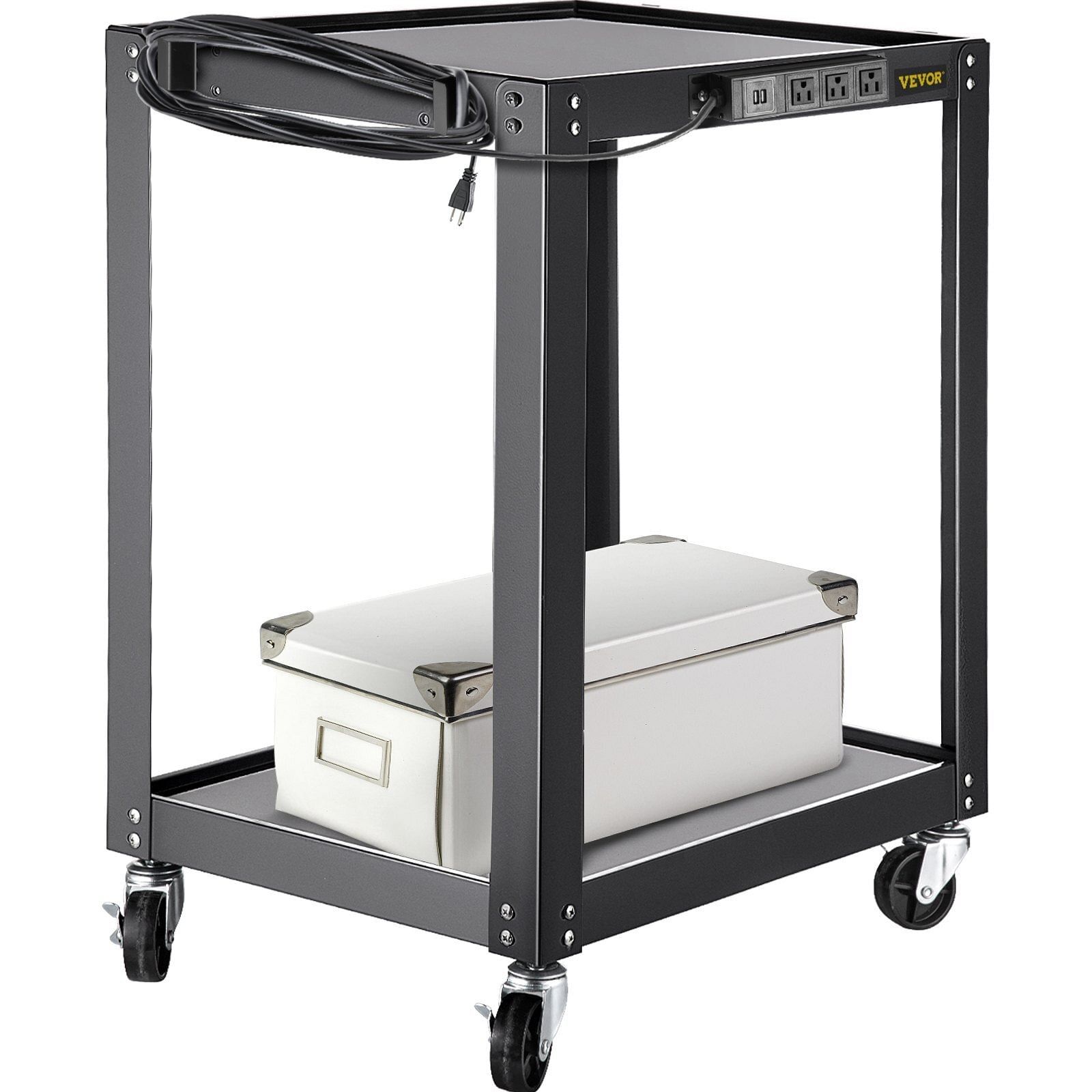 VEVOR AV Cart, 26 Inch Height Media Cart with Power Strip, 24 x 18 ...