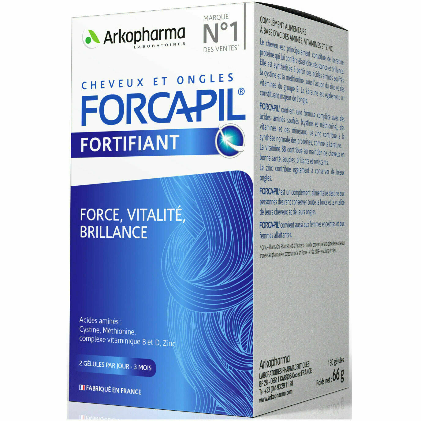 Forcapil hair and nails 180 Capsules-Arkopharma - Hair Loss
