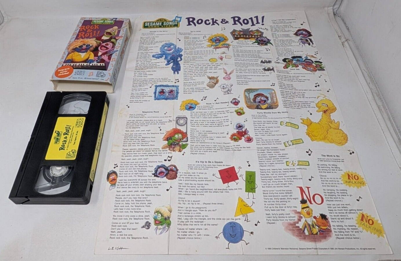 Sesame Street Songs Rock & Roll VHS Tape With Poster 1990 90s - VHS Tapes