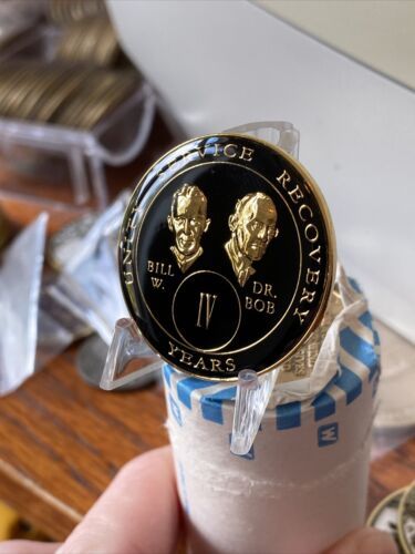 6 Year AA Founders Black Tri-plate Sobriety Chip - Tokens: Recovery ...