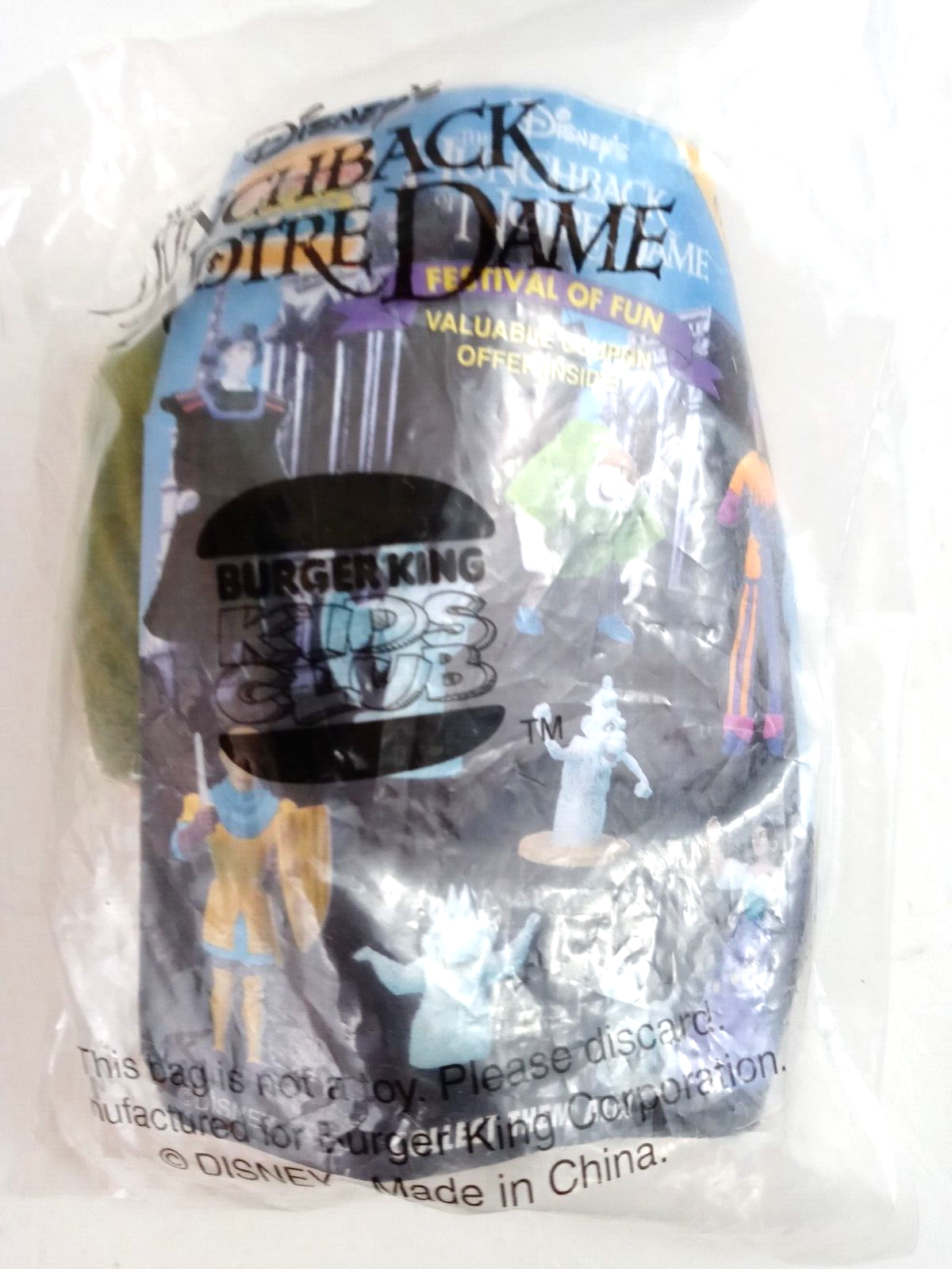 New 1996 Disney Hunchback Of Notre Quasimodo Burger King Toy - Fast Food