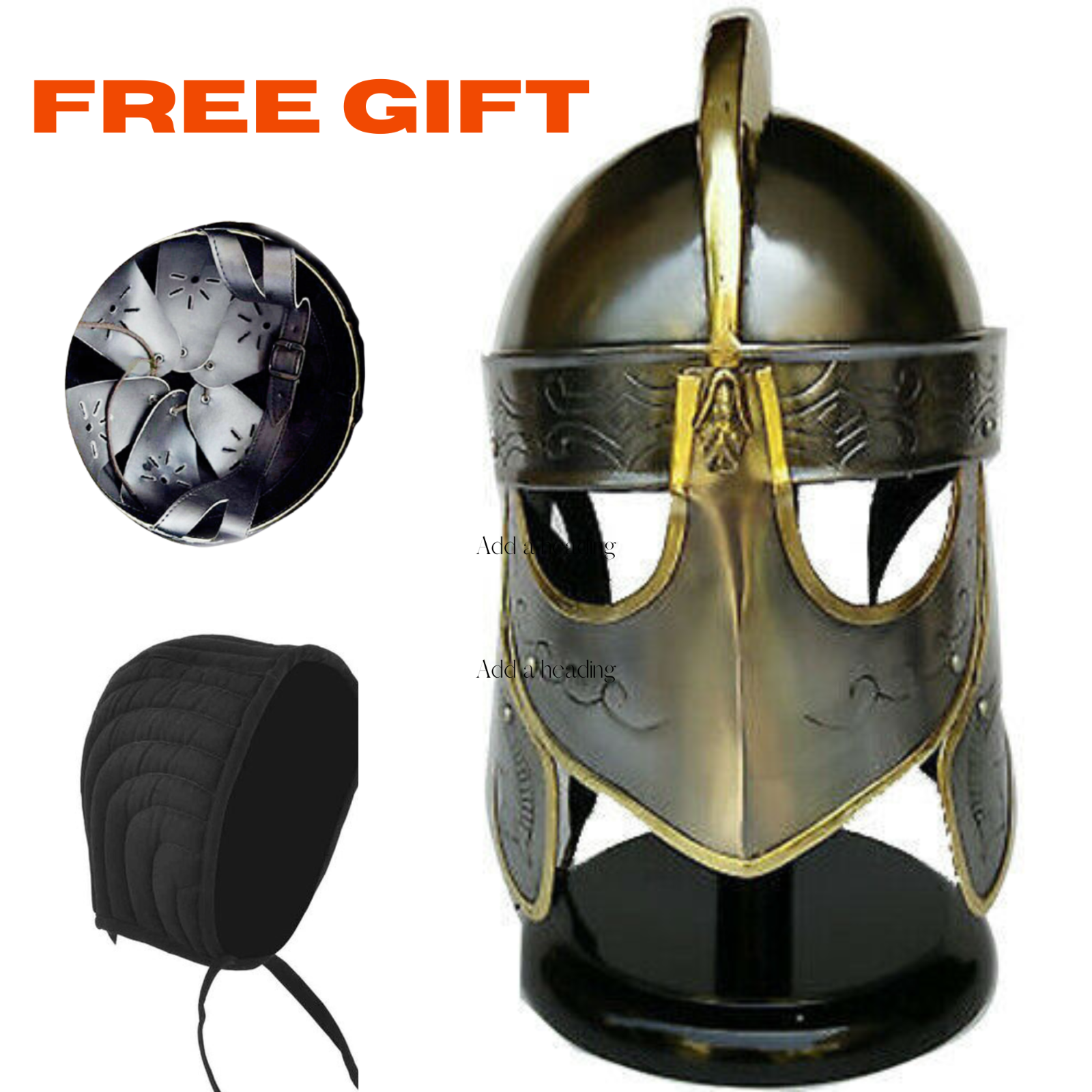 Medieval Viking Helmet With Gdfb Crusader Helmet Warrior Armor Knight ...