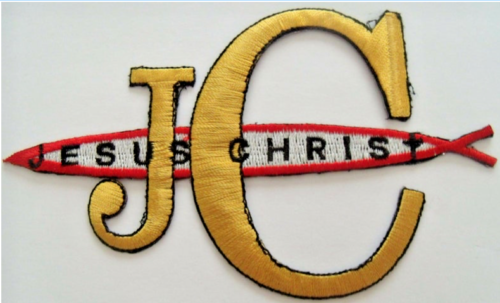 Christian Patch JC Jesus Christ Religious Church Bible Old English - Sewing