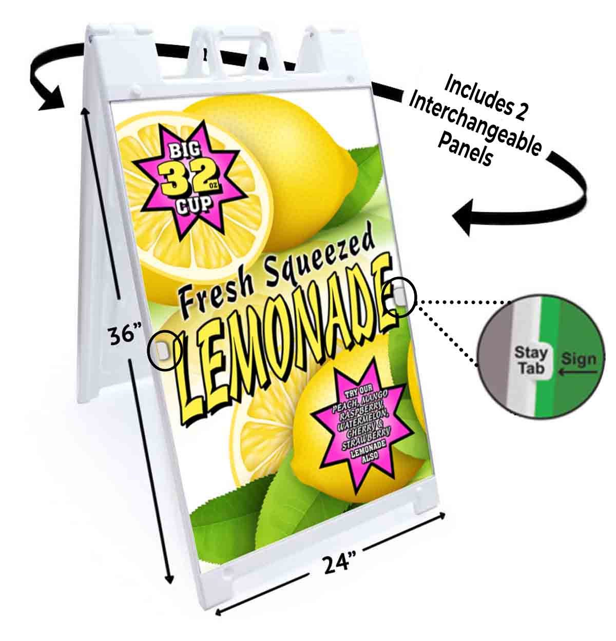 FRESH SQUEEZED LEMONADE Signicade 24x36 Aframe Sidewalk Decal Sign ...
