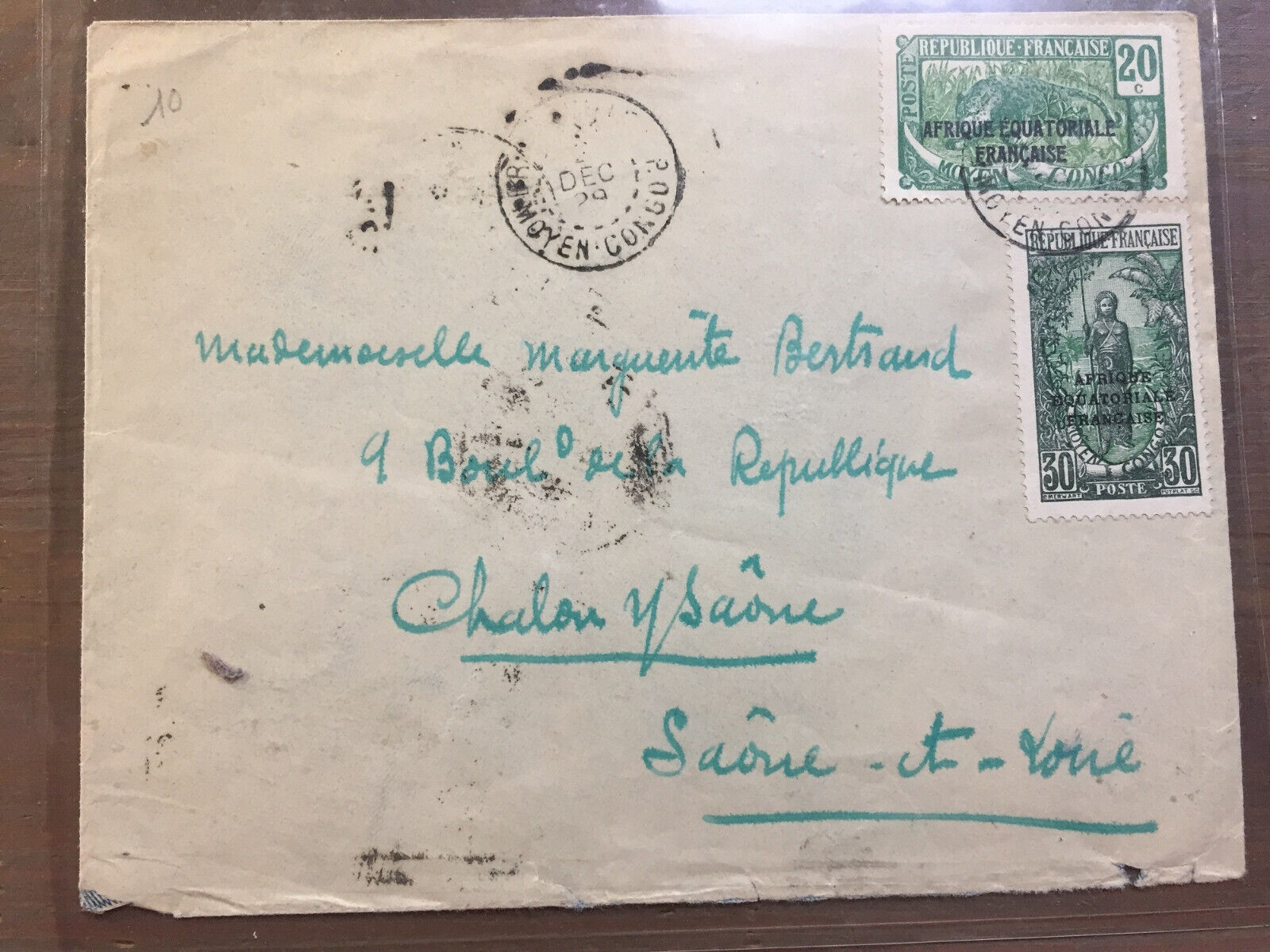 Alter Vintage Sammelbrief Umschlag aus Kongo Frankreich Kolonien 1929 ...