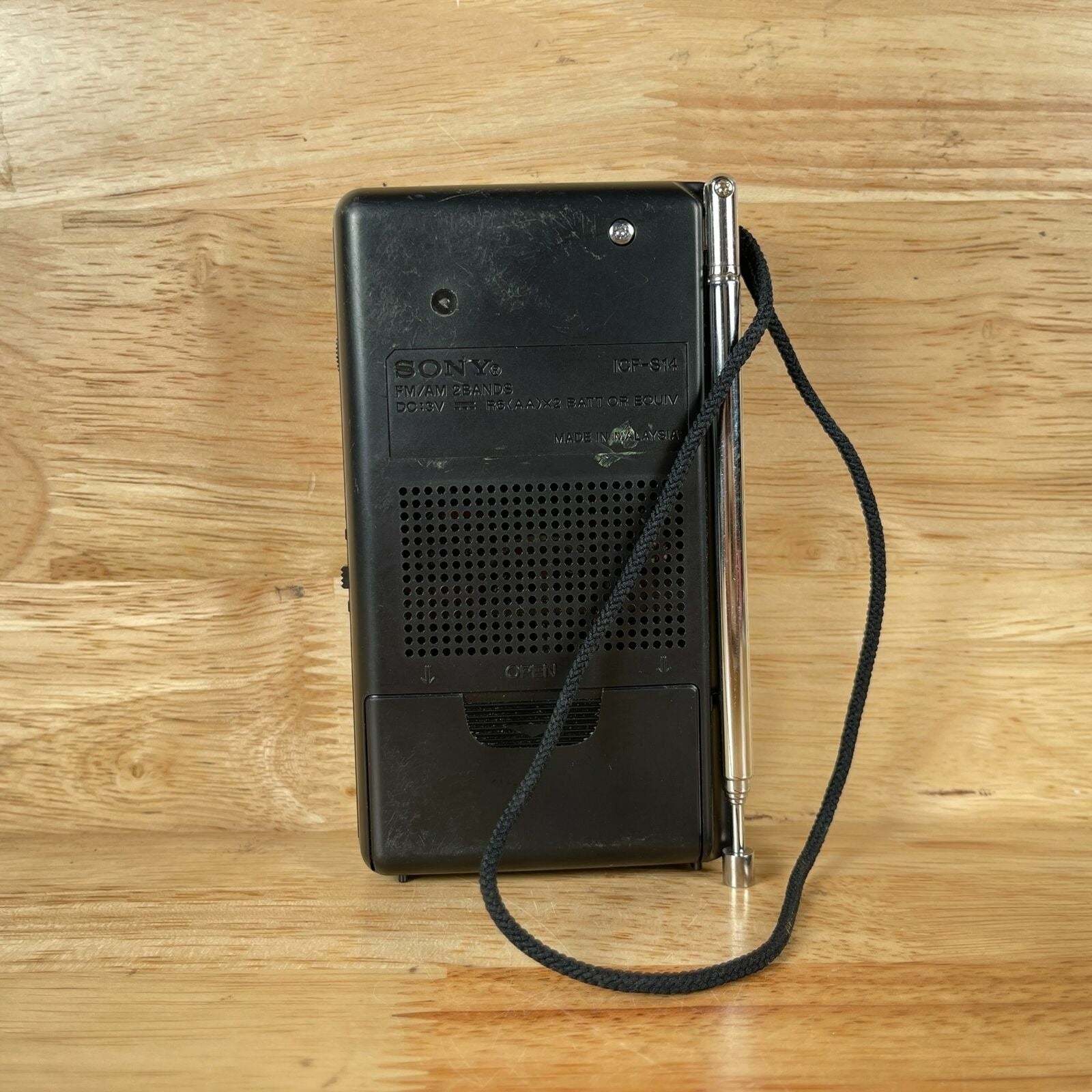 Sony ICF-S14 Black AM/FM 2 Band Receiver 108 MHz Handy Portable Radio ...