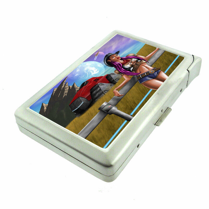Pin Up Cowgirls D10 100's Size Cigarette Case with Built in Lighter ...