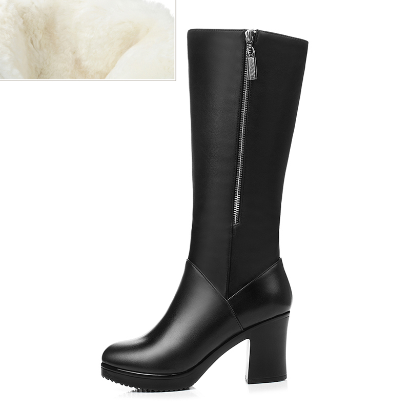 Women winter Boots genuine leather Boots high heeled women long boots ...