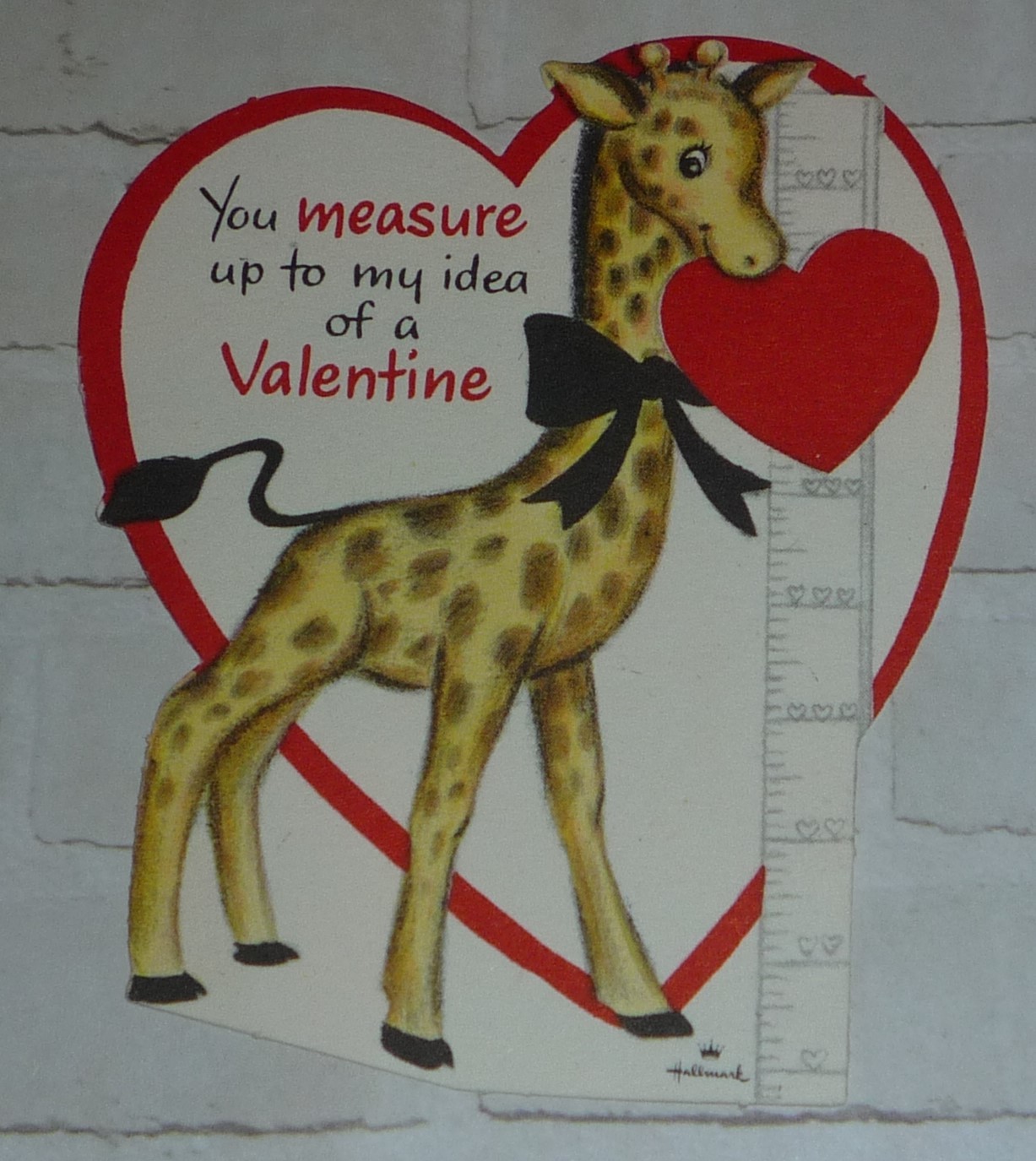 Giraffe With Red Heart - You Measure Up Vintage 1950's Hallmark ...