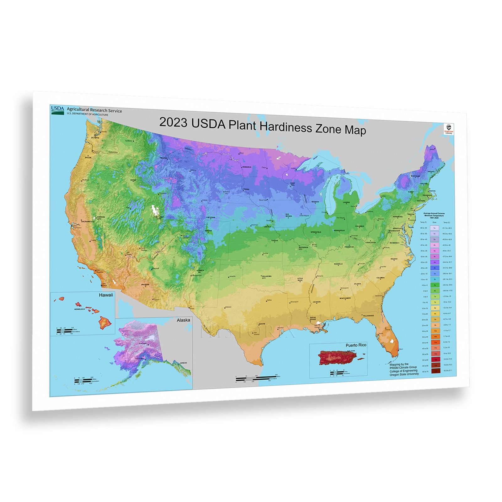 HISTORIX 2023 USDA Plant Hardiness Zone Map Poster - 24x36 Inch USDA ...