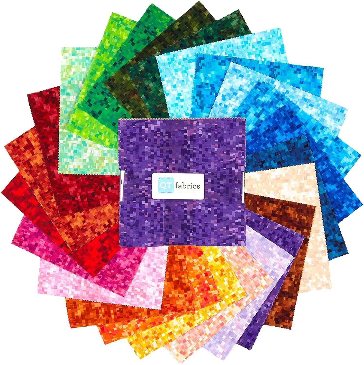 10" Layer Cake Ombre Squares Pixel-Look Cotton Fabric Pre-Cuts Squares ...