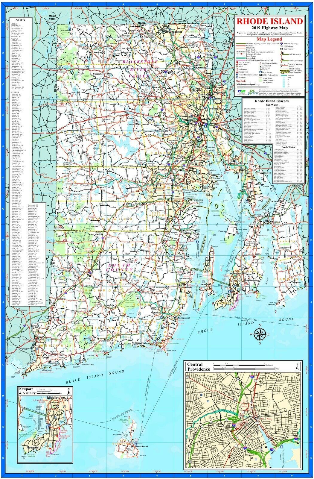 Rhode Island State Highway Laminated Wall Map - Maps & Atlases