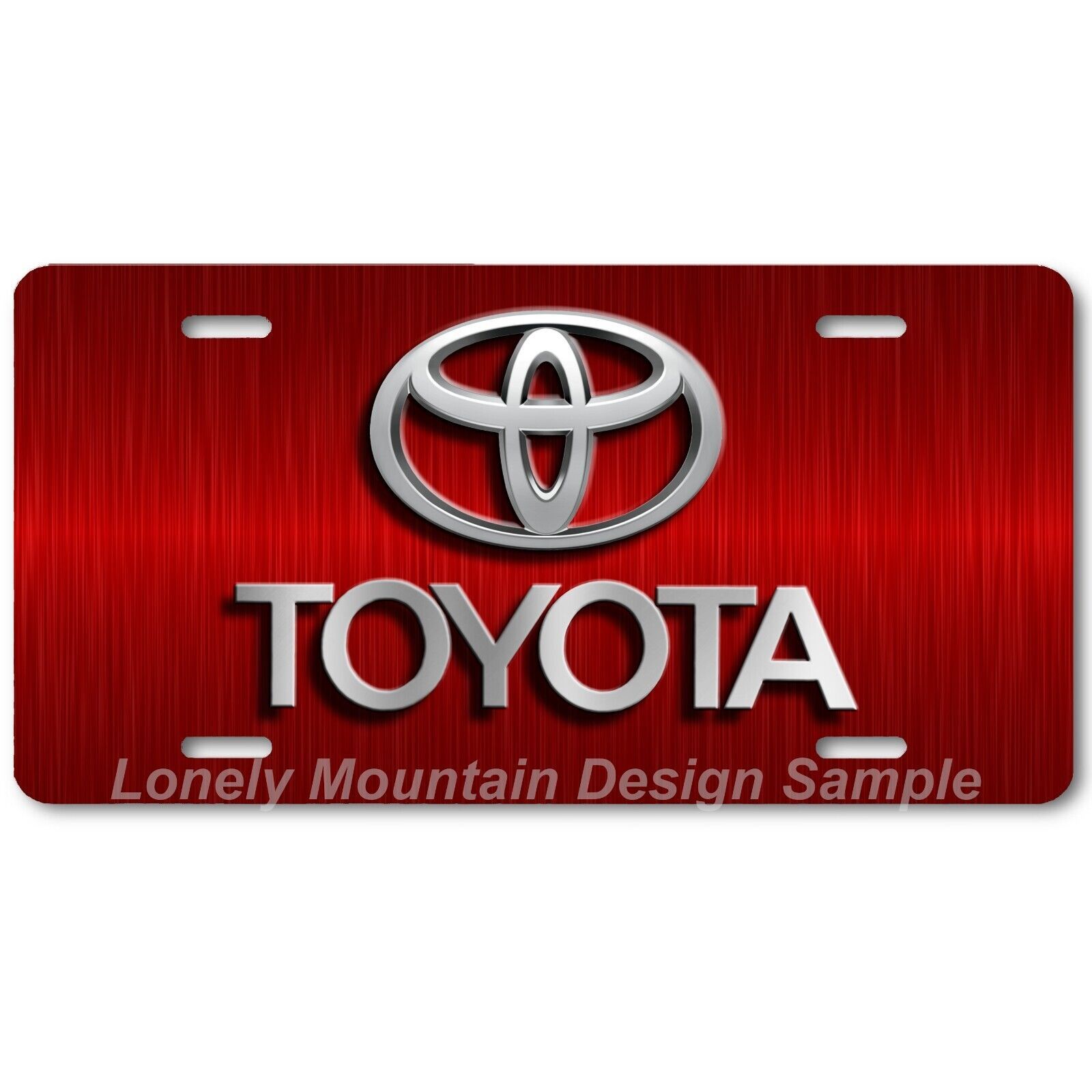 Toyota Inspired Art Gray on Red FLAT Aluminum Novelty Auto License Tag ...
