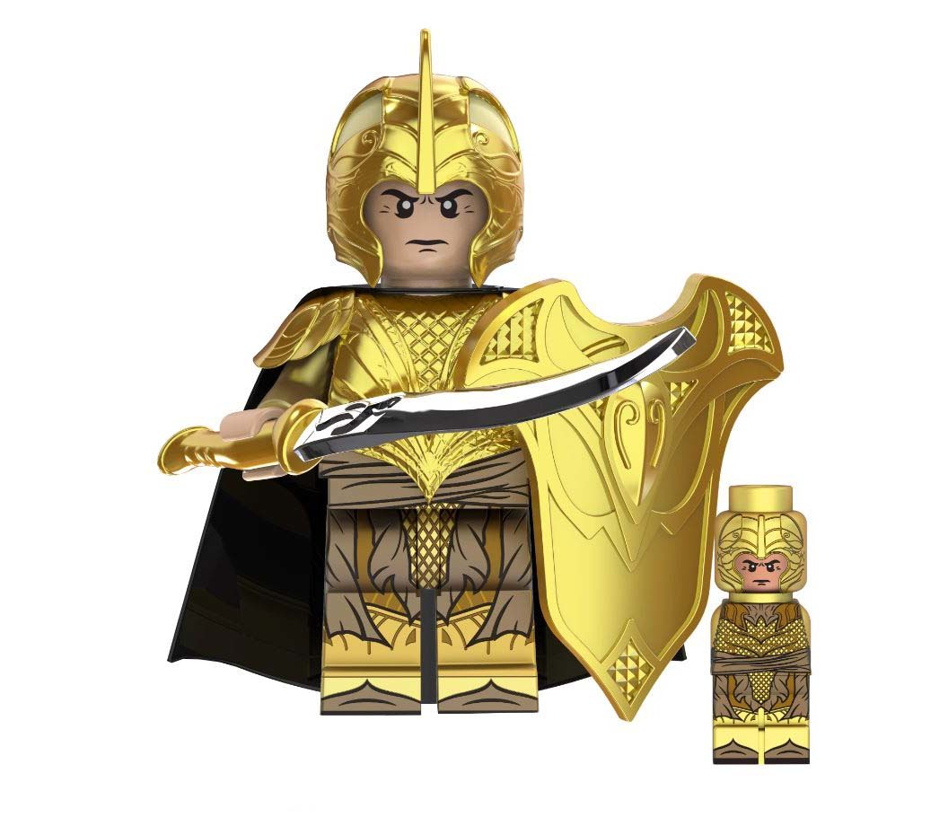Minifigure Custom Toy Golden Elven Warrior with sword LOTR Lord of the ...