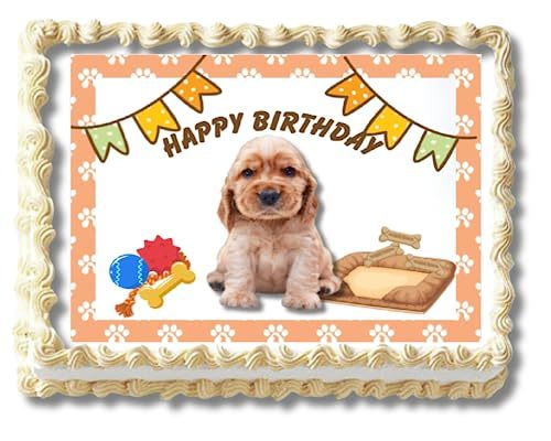 Cocker Spaniel Puppy Edible Image Cake Topper Birthday Cake Topper ...