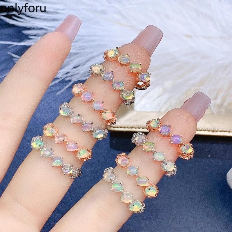 New Natural Opal Ring 925 Silver Ladies Ring Colorful Opal Luxury ...