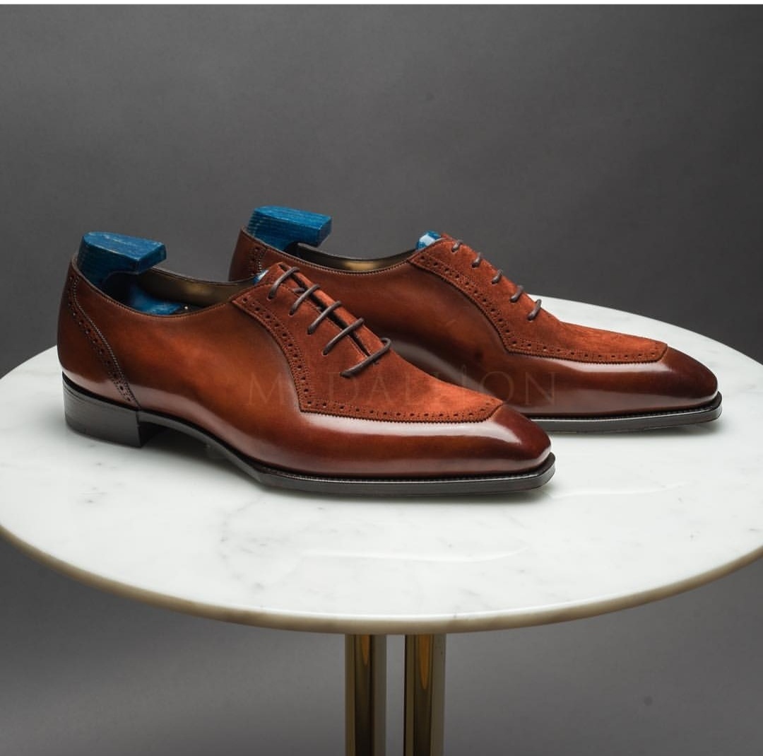 NEW Handmade Men's Brown Color Shoes, Men's Lace Up Leather Suede Dress ...