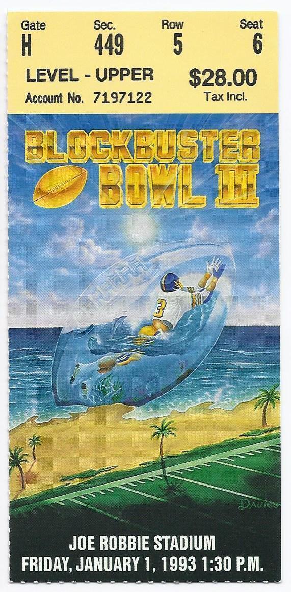 1992 BlockBuster Bowl Game Ticket Stub Stanford Penn State - Ticket Stubs