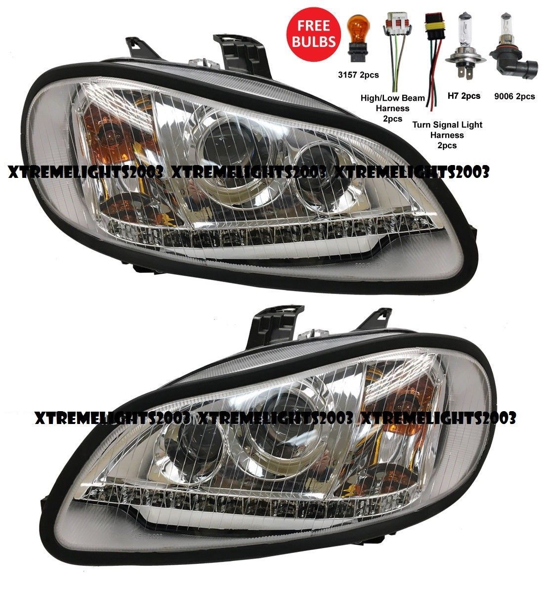 THOMAS C2 SCHOOL BUS 2004 2005 2006 BLACK HEADLIGHTS HEAD LIGHTS LAMPS ...