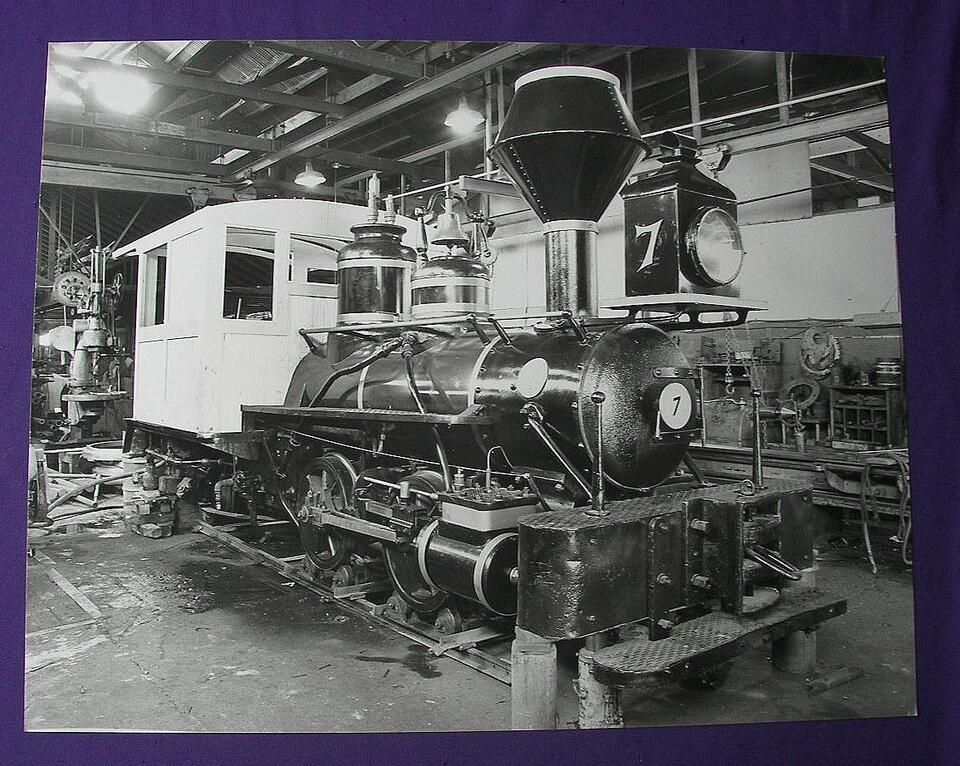 Large Antique Photo of Unusual Locomotive Train in Shop Engine 7 ...