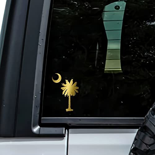 Gold Palmetto Tree Vinyl Decal Sticker 5" Moon SC South Carolina Custom ...