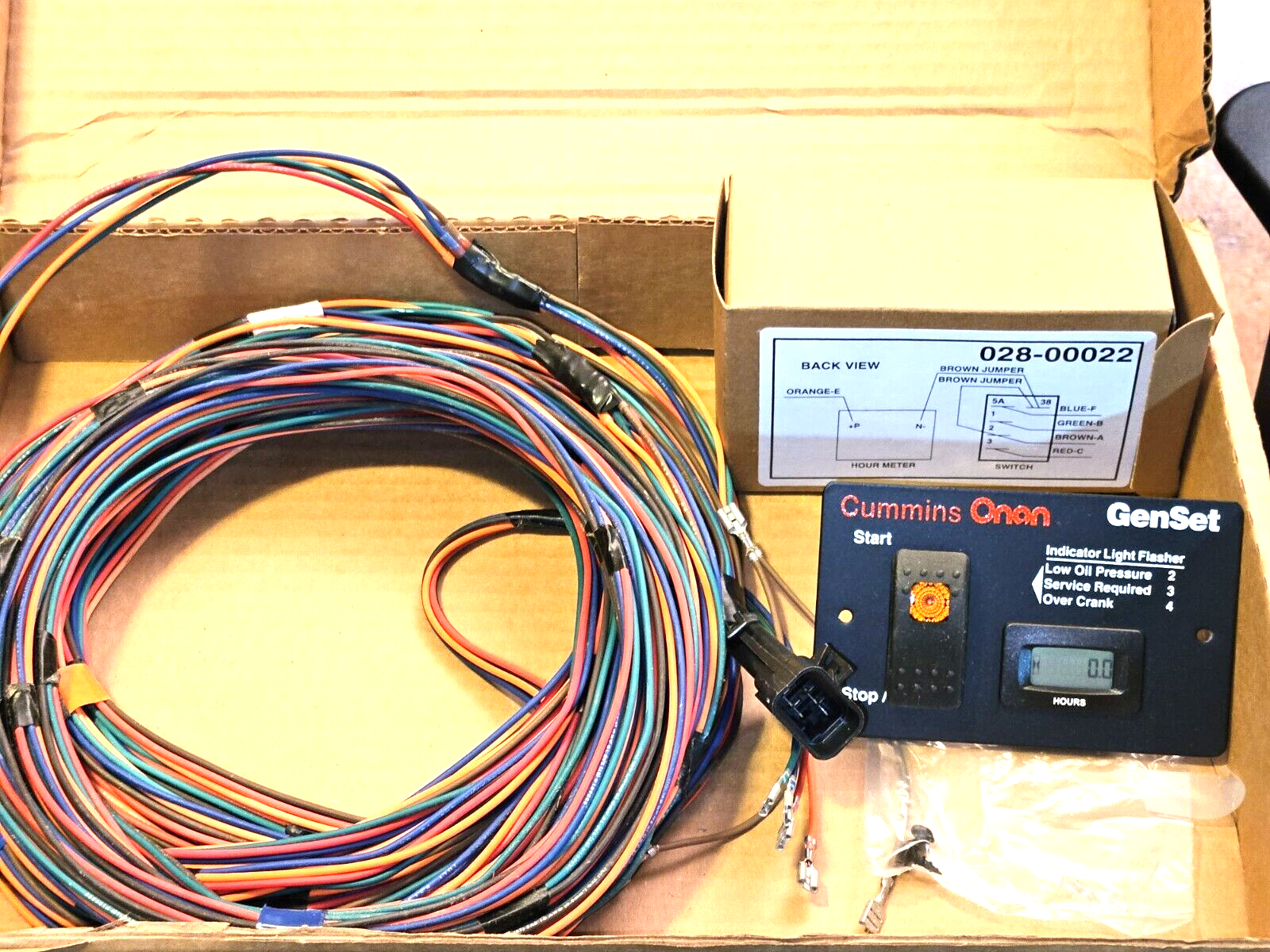 ONAN 75' HARNESS 8-PIN PLUG & SILENT REMOTE GAS START SWITCH PANEL HOUR ...