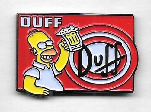 The Simpsons TV Show Homer Drinking Duff Beer + Logo Metal Enamel Pin ...