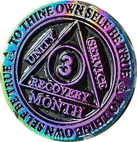 3 Month AA Medallion Reflex Rainbow Plated 90 Day Sobriety Chip ...