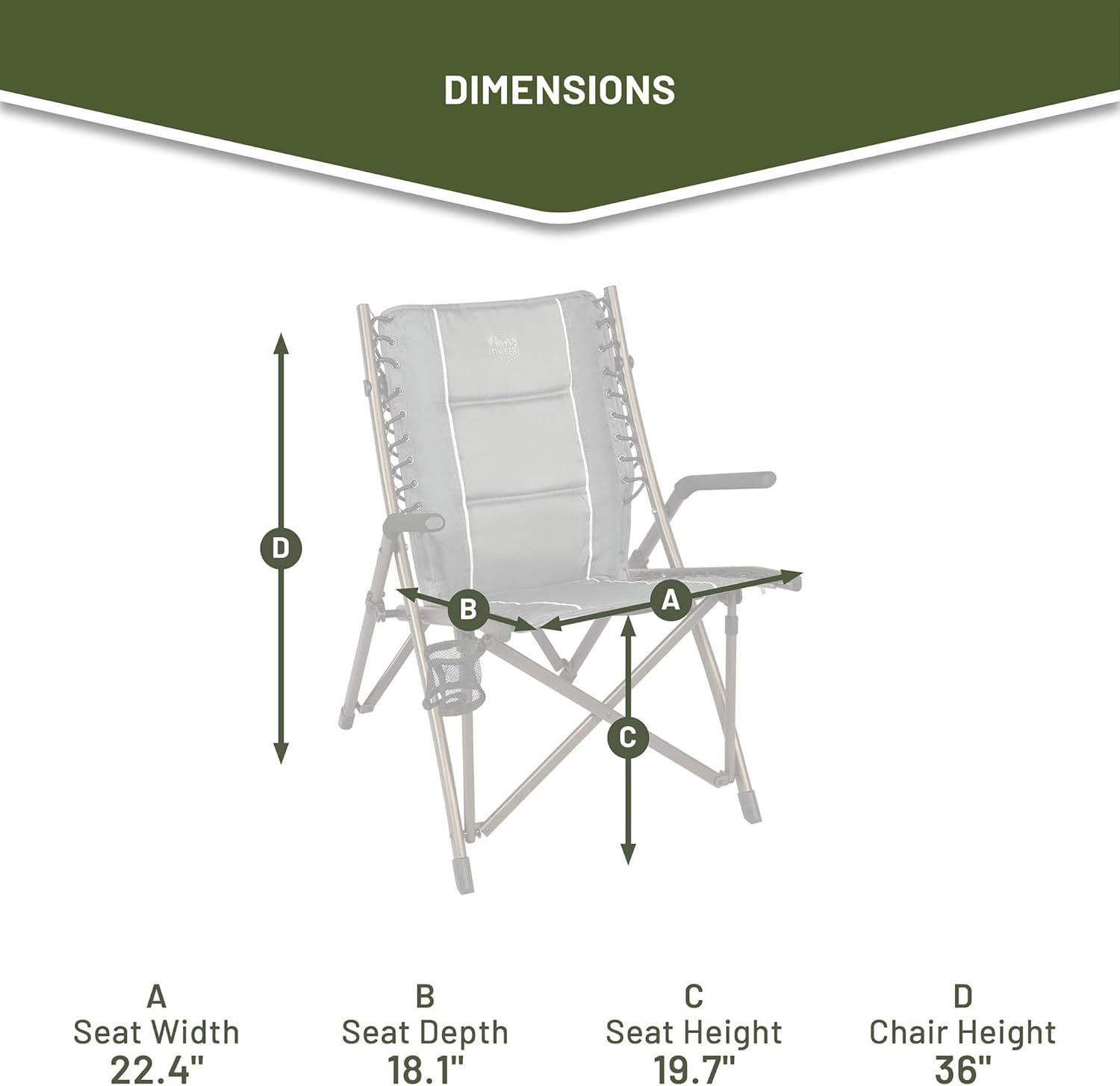 Timber Ridge Bungee Folding Camping Chairs For Adults, Heavy Duty, Grey ...