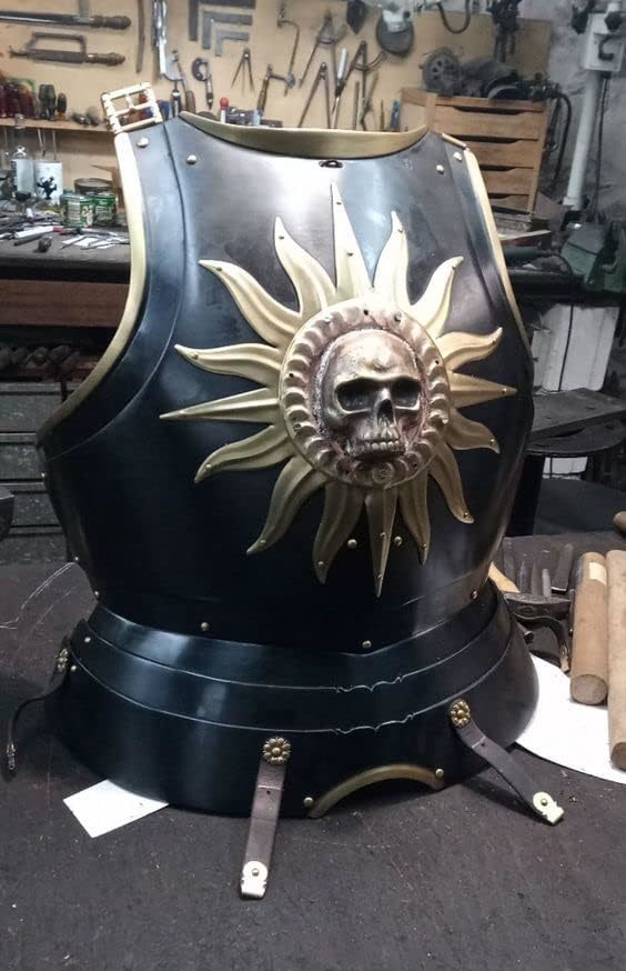 Black Knight Half Suit of Armor SCA LARP Medieval Decorative Armour Set ...