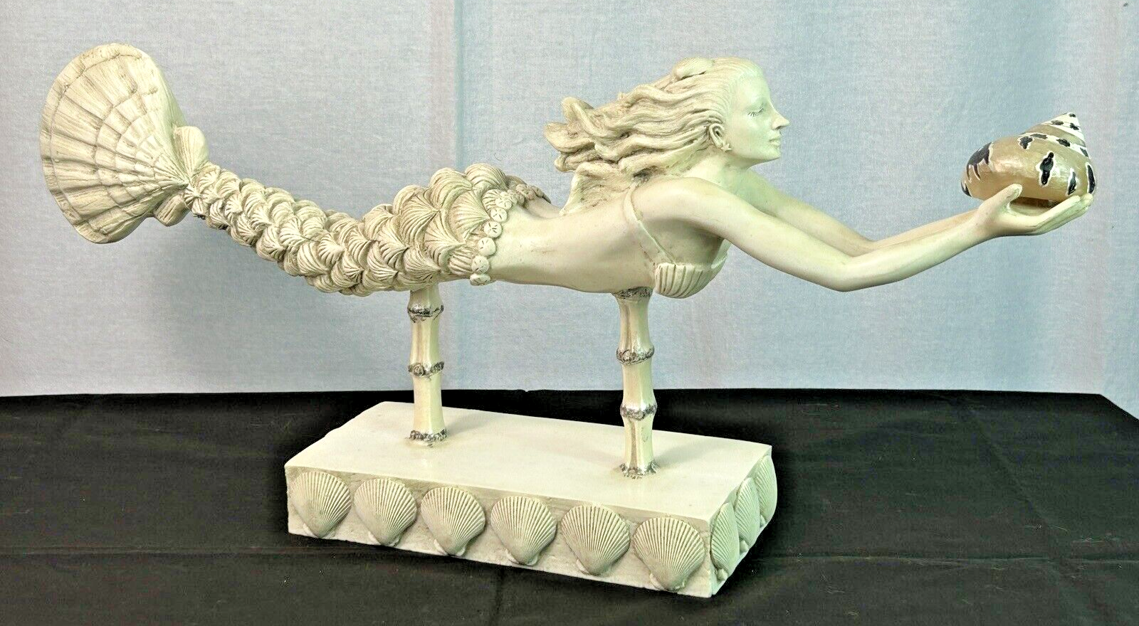C2C Designs Mermaid Holding Shell Fantasy Sculpture Plaster Statue 21 ...