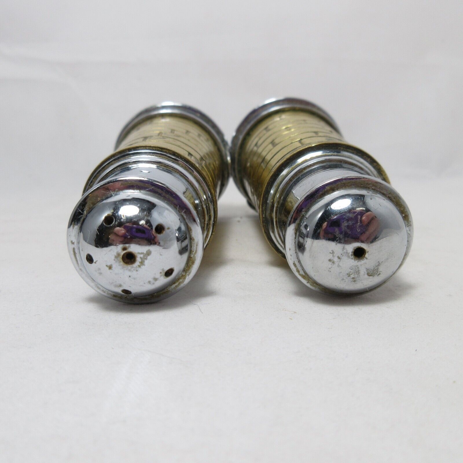 Lighthouse Salt & Pepper Shakers Brass Chrome Set 3.75" India Nautical ...