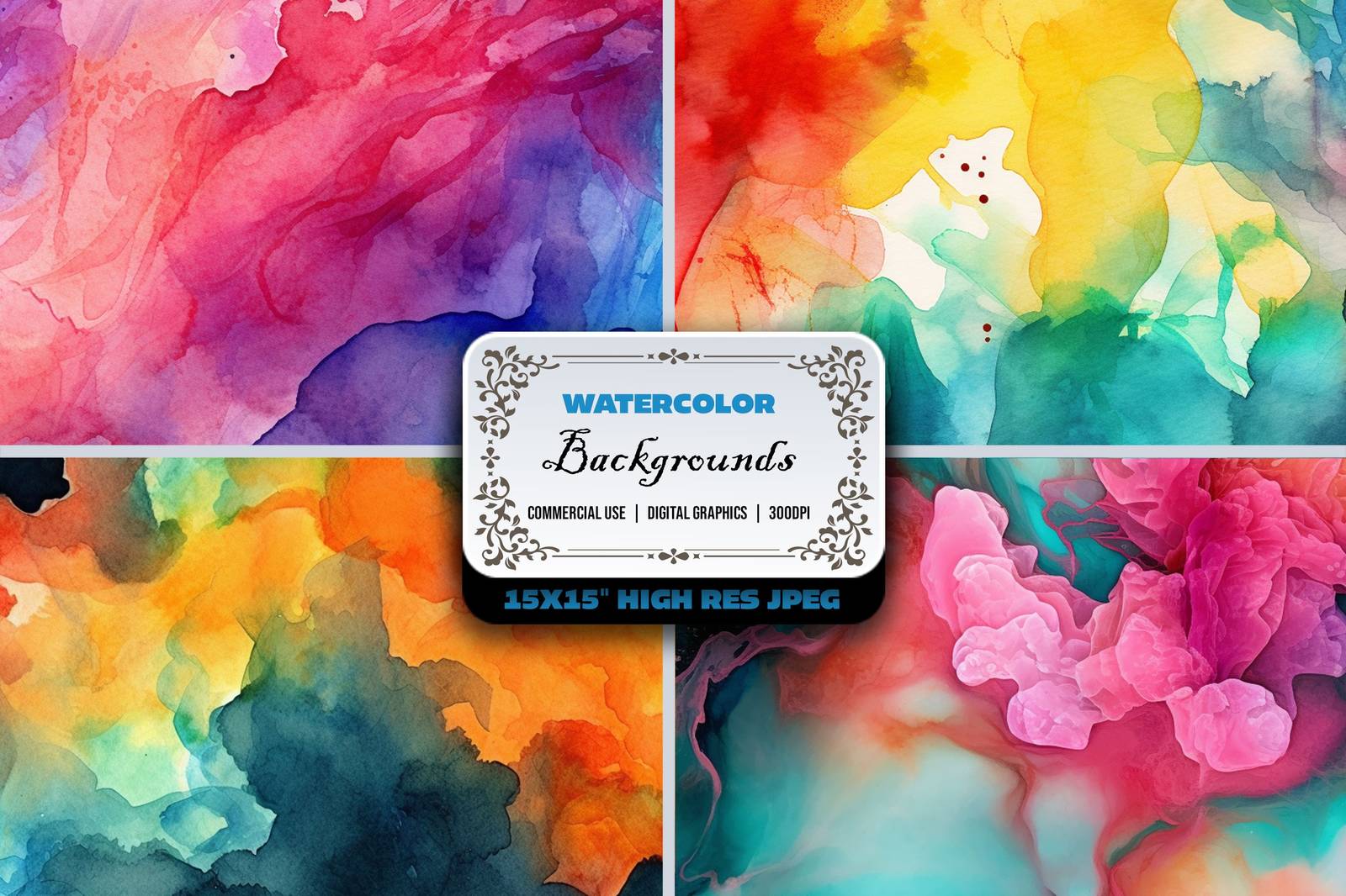 Pastel Watercolor Splashes, Commercial Use, jpeg Clipart, Pastel ...