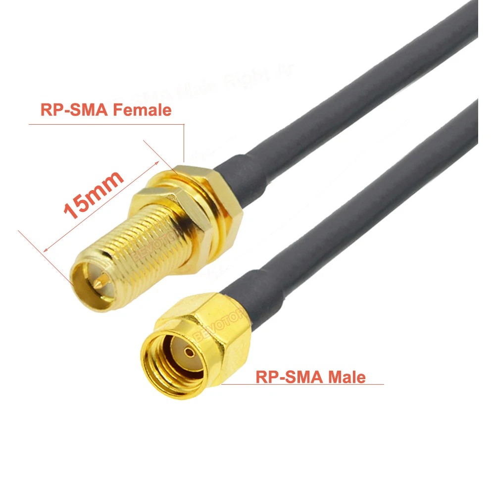 House Home RG58 Cable RP-SMA Male to RP-SMA Female 15MM Thread Bulkhead RG-58 50 - Home Improvement