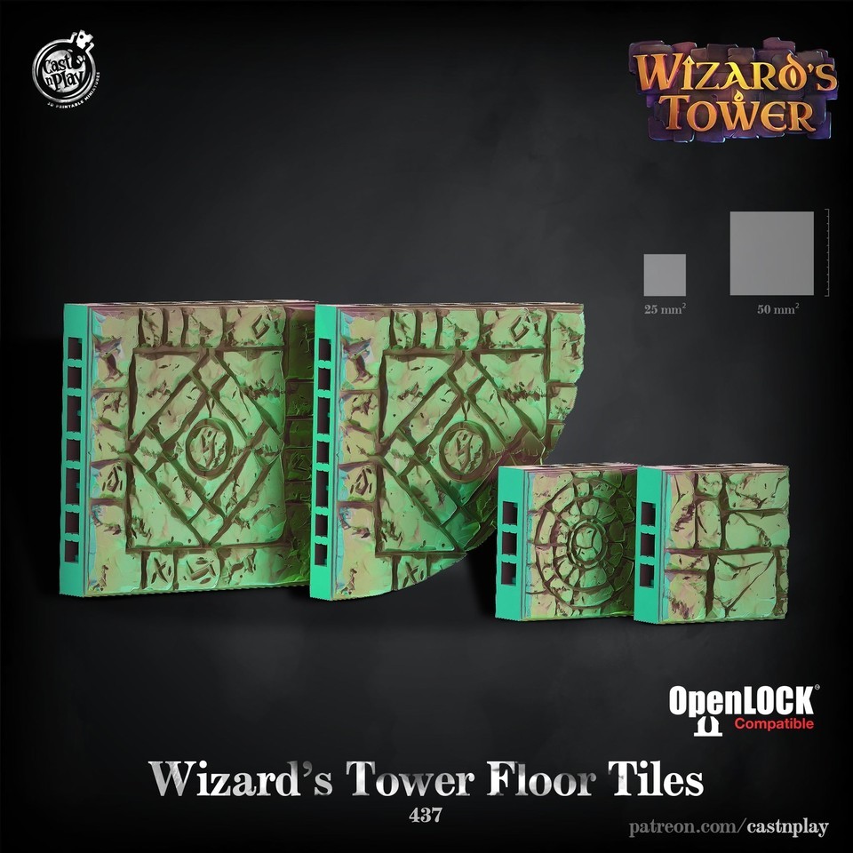 3D Printed Cast n Play Wizards Tower - Wizards Tower Floor Tiles 28mm ...