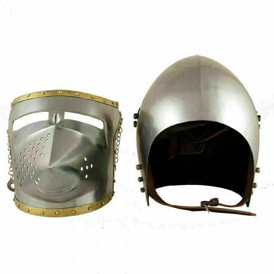 Medieval Pig Face Helmet Steel Brass Bascinet Helmet Wearable Armor Helmet - Armor & Shields