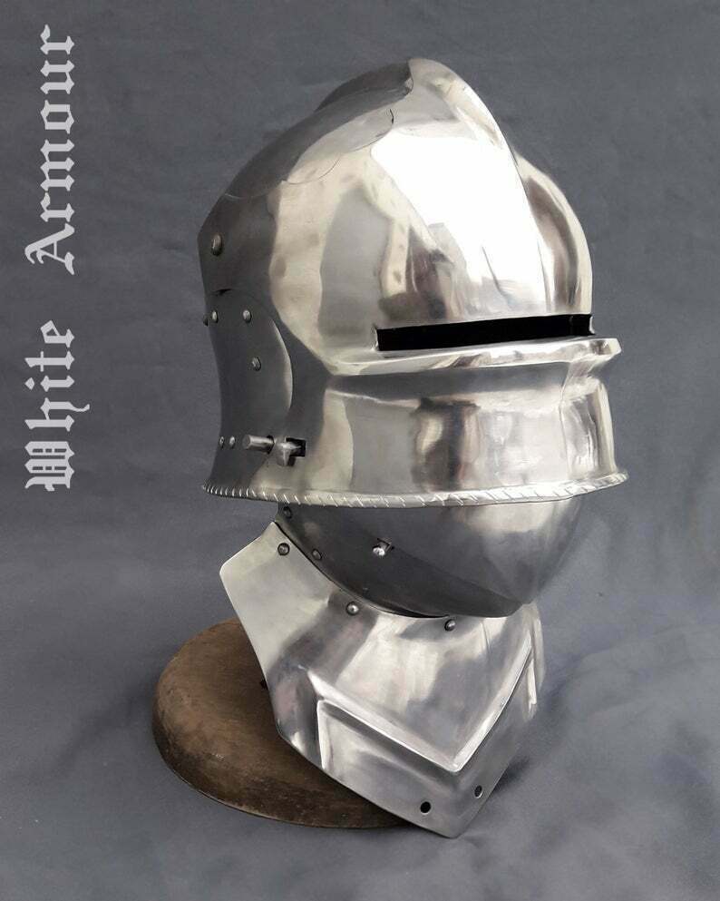 Custom SCA HNB 14 Gauge Steel Medieval Tournament Sallet Helmet With ...