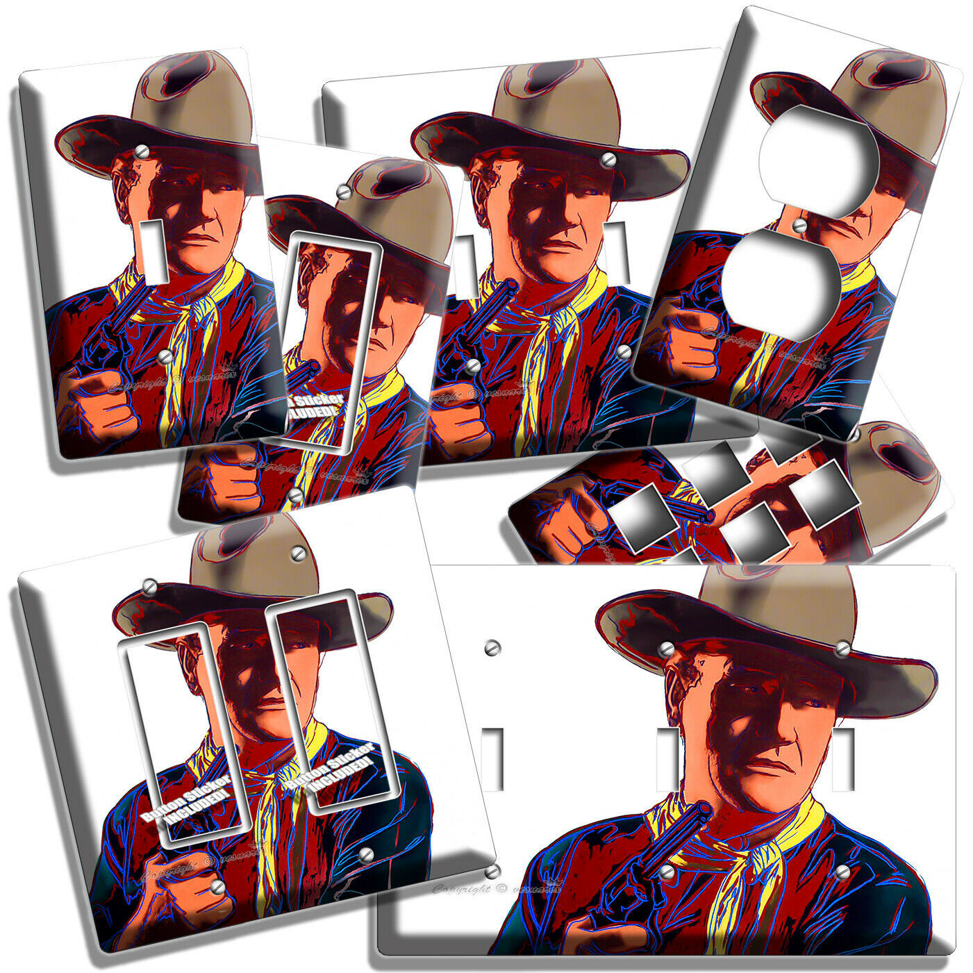 JOHN WAYNE PORTRAIT WESTERN ACTOR LIGHT SWITCH OUTLET WALL PLATE ROOM ...
